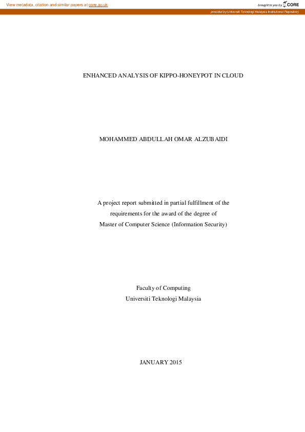 (PDF) Enhanced analysis of kippo-honeypot in cloud