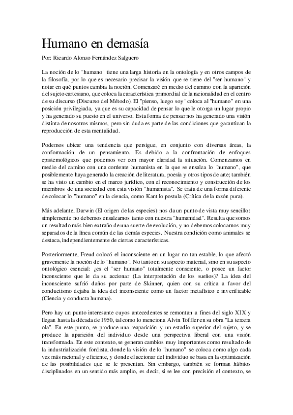 (PDF) Humano en demasía