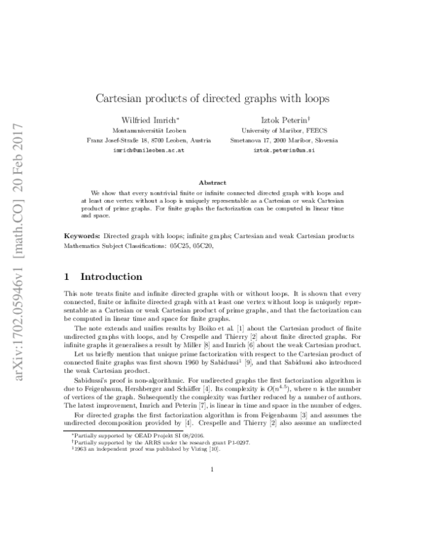 (PDF) Cartesian products of directed graphs with loops