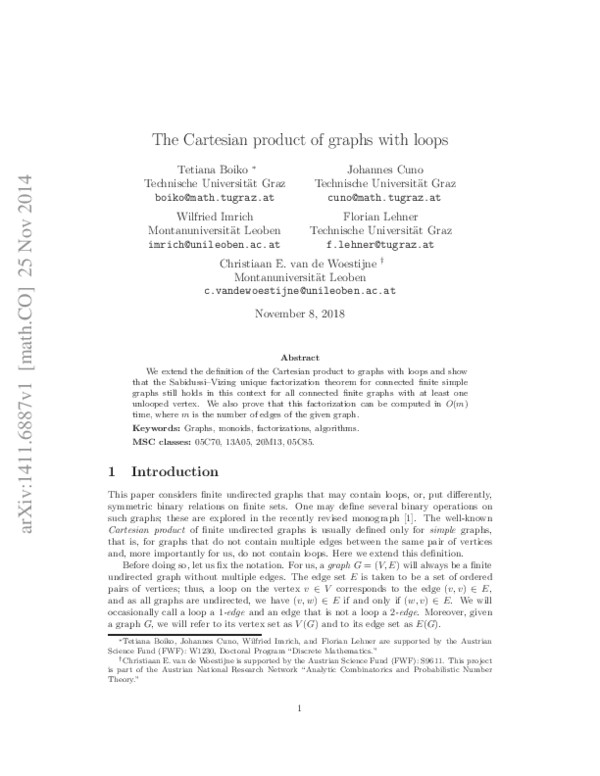 (PDF) The Cartesian product of graphs with loops