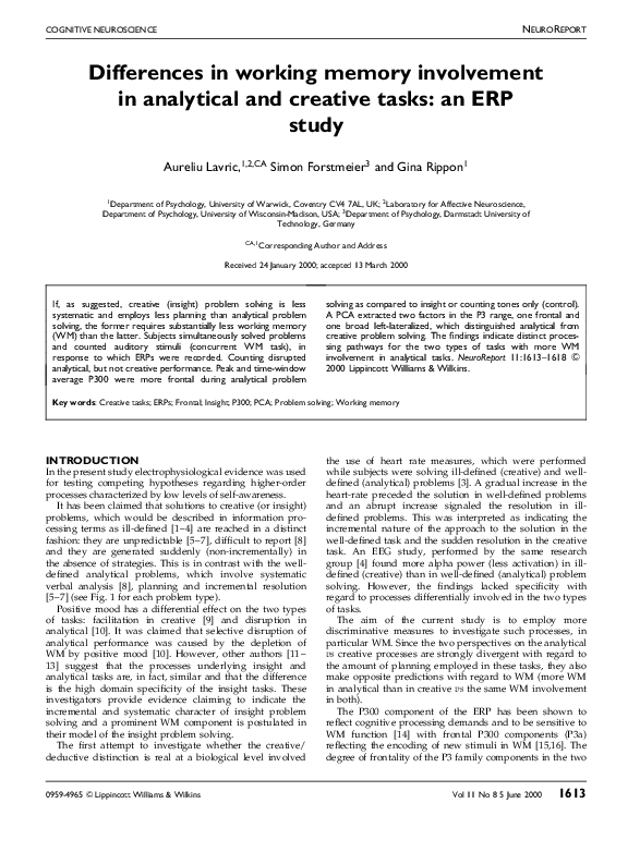 (PDF) Differences in working memory involvement in analytical and ...