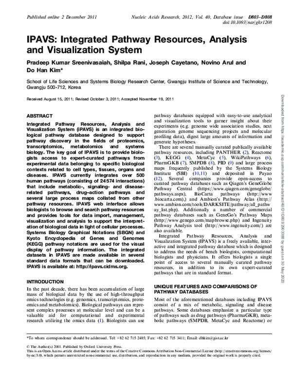 (PDF) IPAVS: Integrated Pathway Resources, Analysis, and Visualization ...
