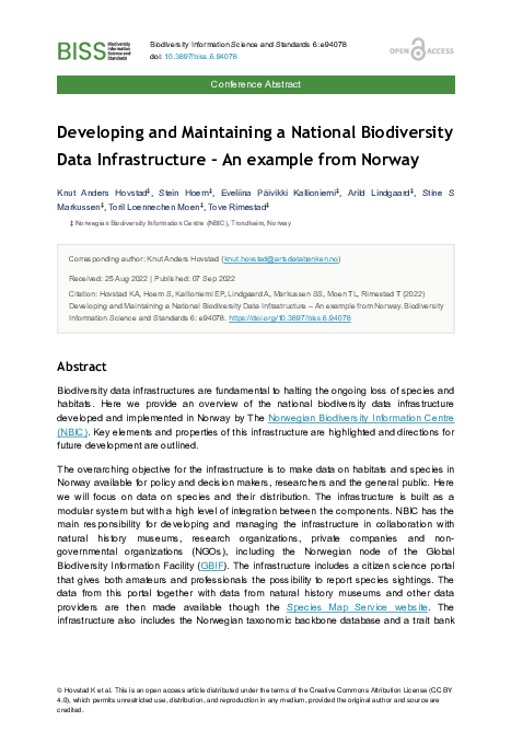 (PDF) Developing and Maintaining a National Biodiversity Data ...