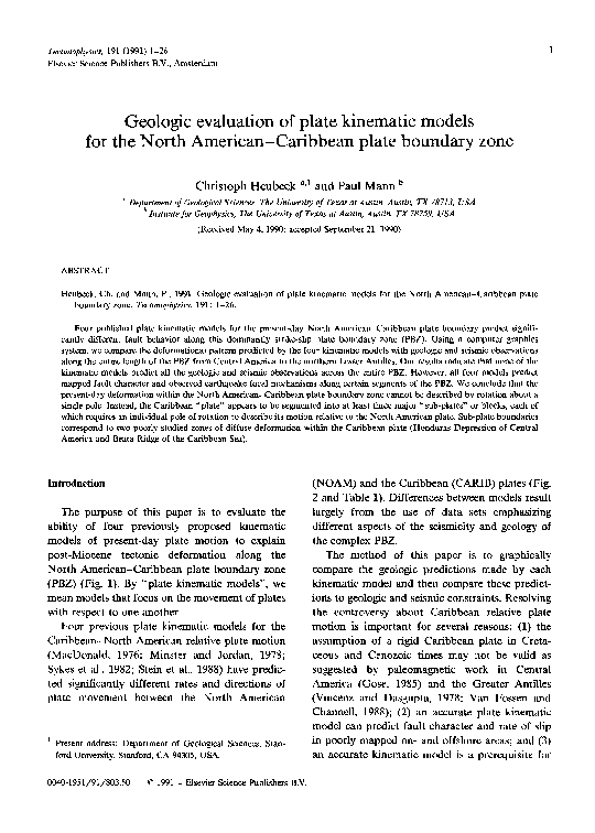 (PDF) Geologic evaluation of plate kinematic models for the North ...