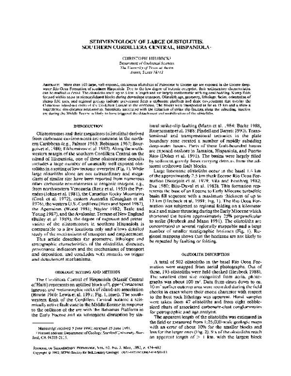 (PDF) Sedimentology of large olistoliths, southern Cordillera Central ...