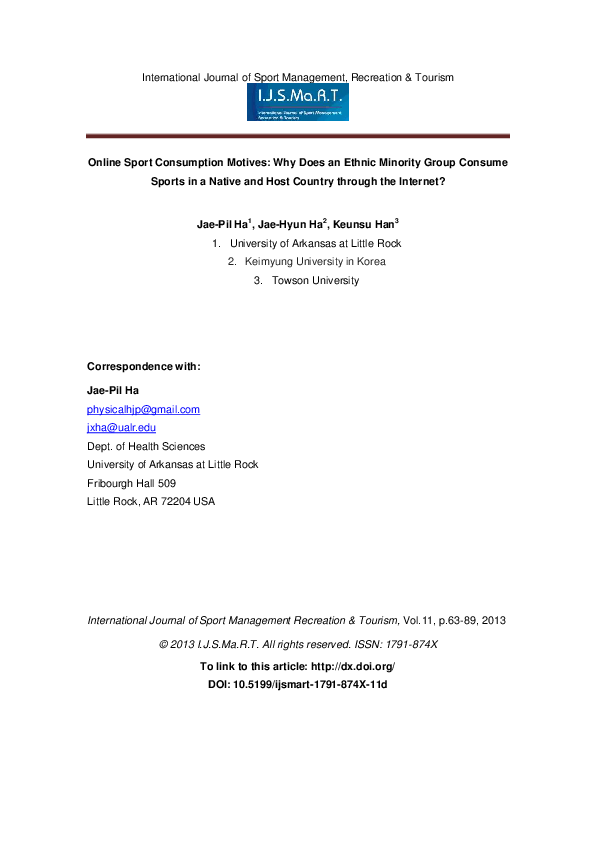 (PDF) Online Sport Consumption Motives: Why Does an Ethnic Minority ...