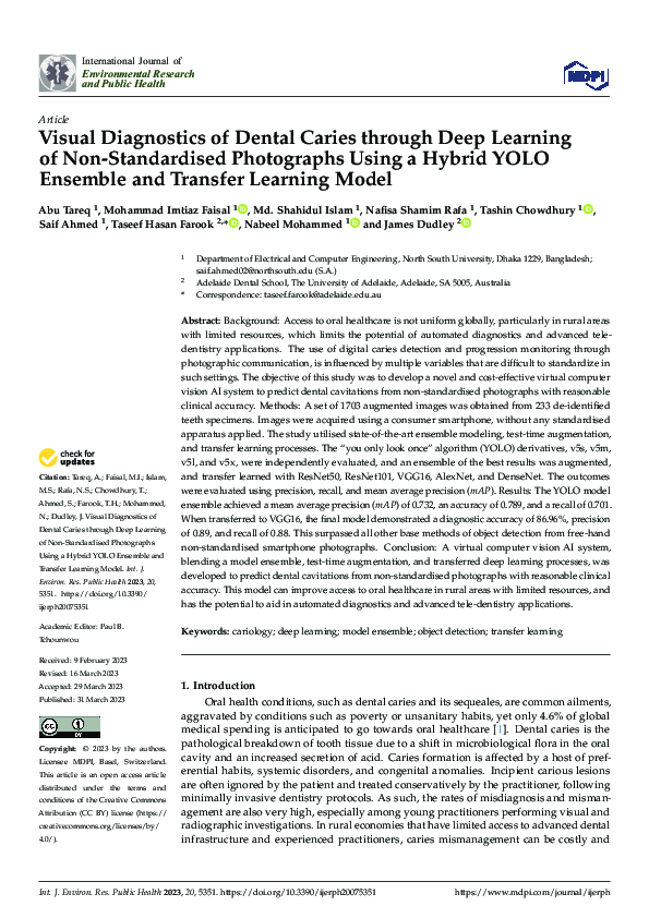 (PDF) Visual Diagnostics of Dental Caries through Deep Learning of Non ...