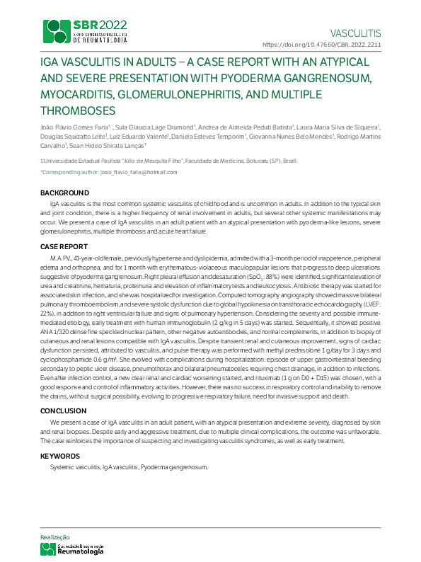 (PDF) IgA vasculitis in adults – A case report with an atypical and severe presentation with ...