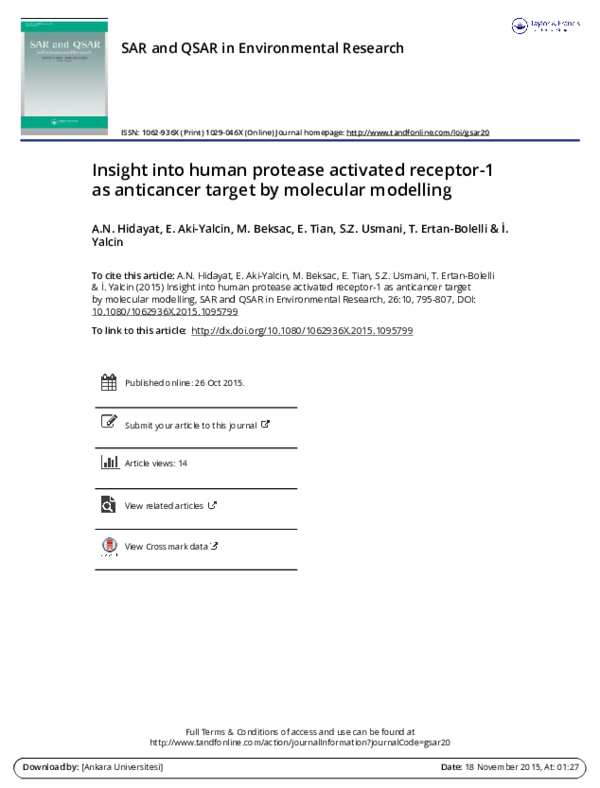 (PDF) Insight into human protease activated receptor-1 as anticancer ...