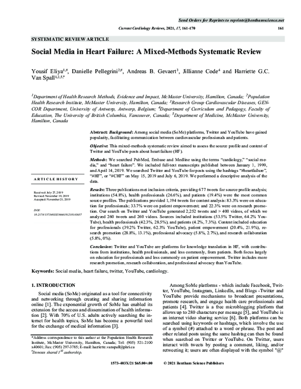 (PDF) Social Media in Heart Failure: A Mixed Methods Systematic Review