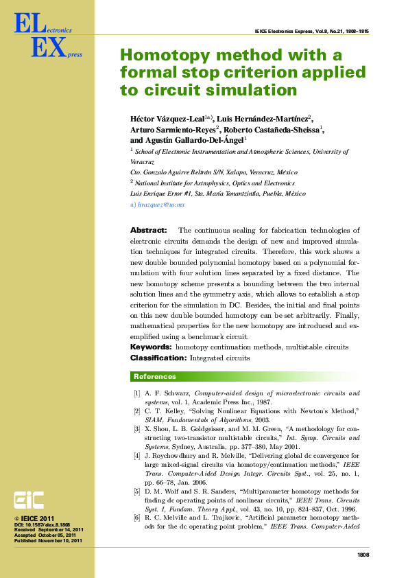 (PDF) Homotopy method with a formal stop criterion applied to circuit ...