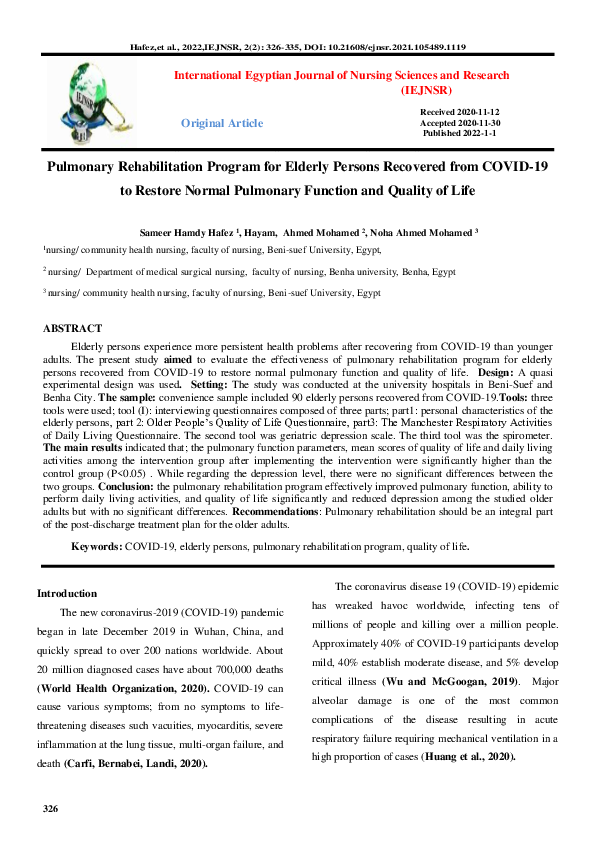 (PDF) Pulmonary Rehabilitation Program for Elderly Persons Recovered from COVID-19 to Restore ...