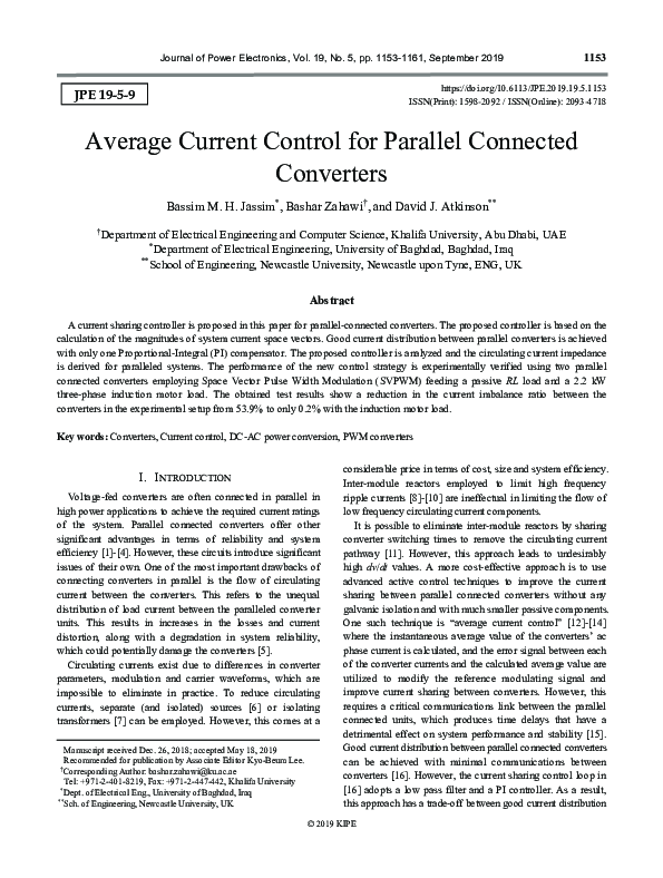 (PDF) Average current control for parallel connected converters