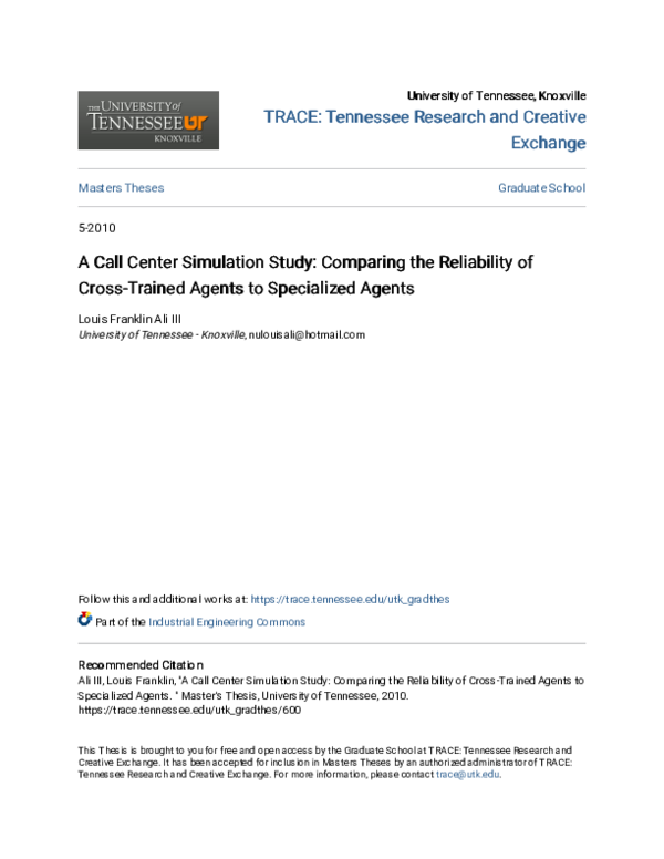 (PDF) A Call Center Simulation Study: Comparing the Reliability of ...