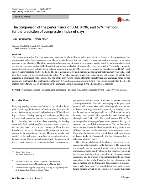 Pdf The Comparison Of The Performance Of Elm Brnn And Svm Methods For The Prediction Of