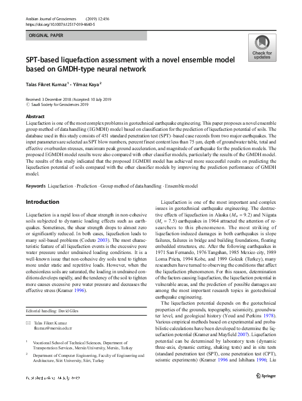 (PDF) EGMDH Model for SPT-based Liquefaction Prediction