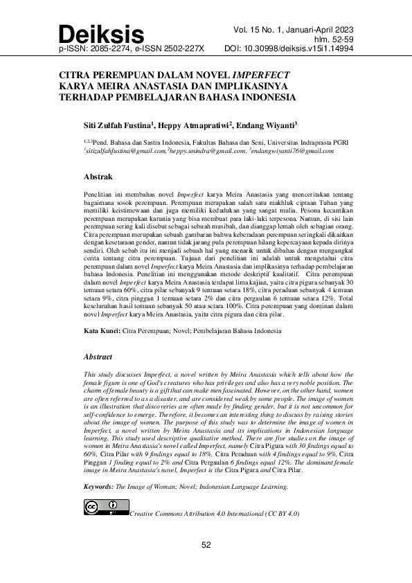 (PDF) Citra Perempuan dalam Novel Imperfect Karya Meira Anastasia dan Implikasinya terhadap ...