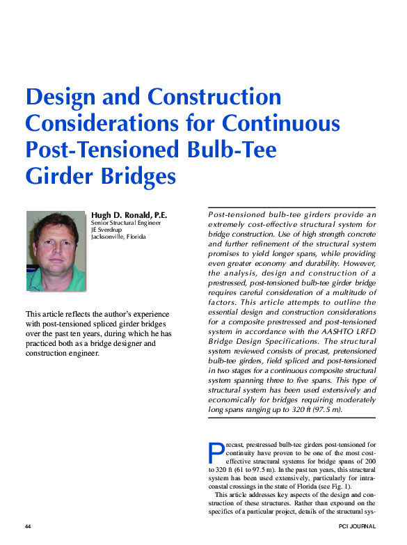 (PDF) Design and Construction Considerations for Continuous Post ...