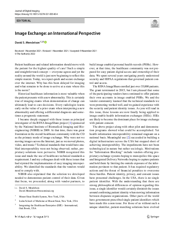 (PDF) Image Exchange: an International Perspective