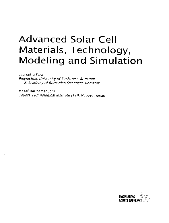 (PDF) Advanced Solar Cell Materials, Technology, Modeling, and Simulation