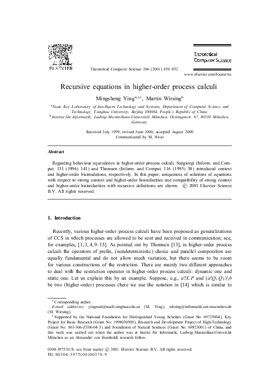 (PDF) Recursive equations in higher-order process calculi