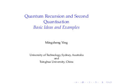(PDF) Quantum Recursion and Second Quantisation: Basic Ideas and Examples