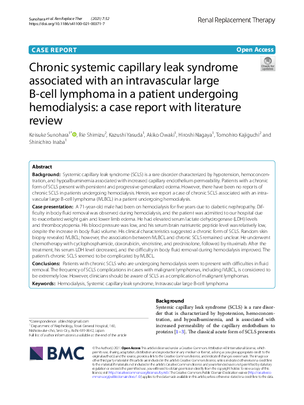 (PDF) Chronic systemic capillary leak syndrome associated with an ...