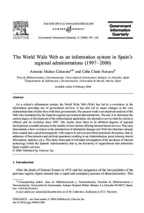 (PDF) The World Wide Web as an information system in Spain's regional ...