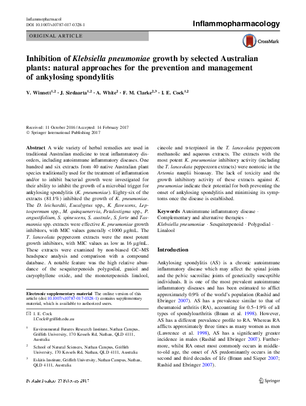 (PDF) Inhibition of Klebsiella pneumoniae growth by selected Australian ...