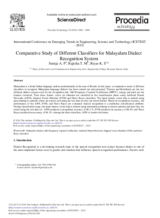 (PDF) A comparative study of different classifiers for handprinted character recognition