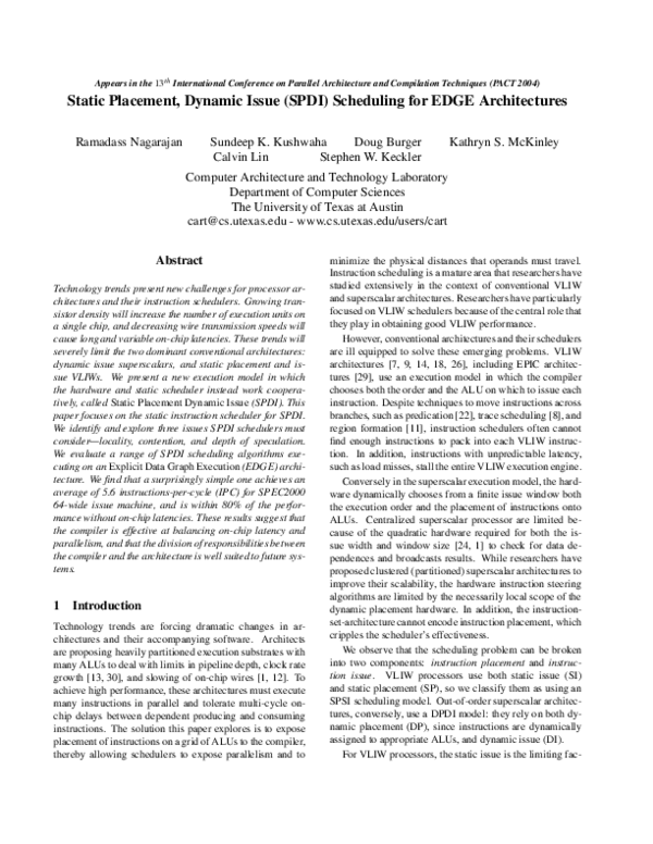 Pdf Static Placement Dynamic Issue Spdi Scheduling For Edge