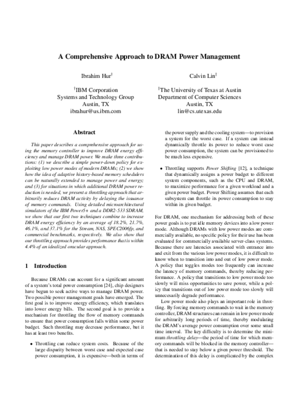 (PDF) Enhanced DRAM Power Management Techniques