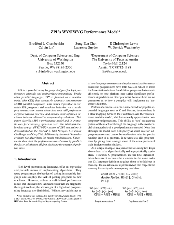 (PDF) ZPL's WYSIWYG performance model | calvin lin - Academia.edu