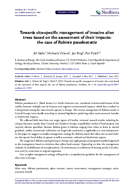 (PDF) Towards site-specific management of invasive alien trees based on the assessment of their ...