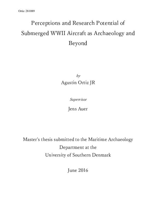 (PDF) Perceptions and Research Potential of Submerged WWII Aircraft as ...
