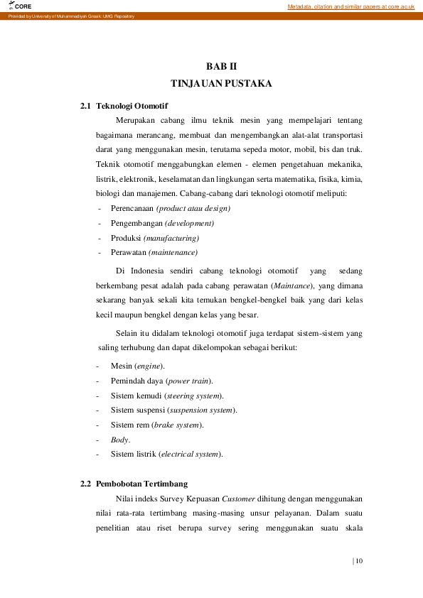 (PDF) ANALISIS KUALITAS JASA PELAYANAN BENGKEL MOBIL SEBAGAI UPAYA PENINGKATAN KUALITAS ...