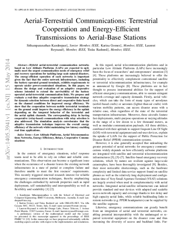 (PDF) Aerial-terrestrial communications: terrestrial cooperation and ...
