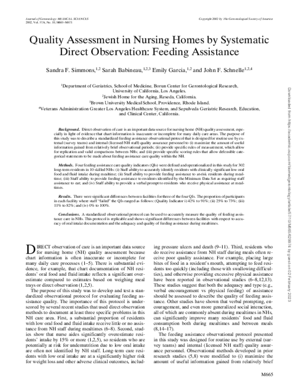 (PDF) Quality Assessment in Nursing Homes by Systematic Direct ...