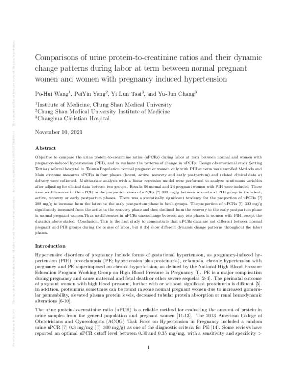 (PDF) Comparisons of urine protein-to-creatinine ratios and their ...