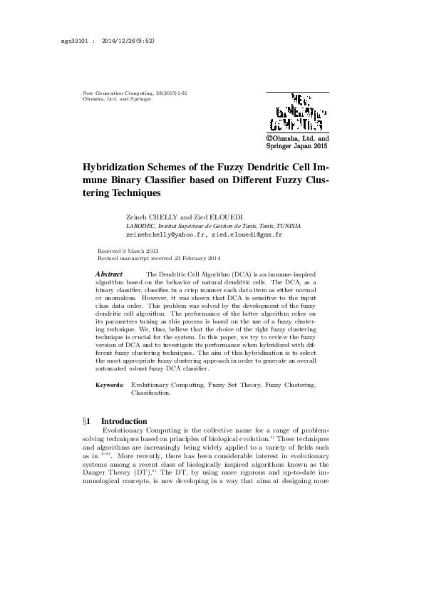 (PDF) Hybridization Schemes of the Fuzzy Dendritic Cell Immune Binary Classifier based on ...