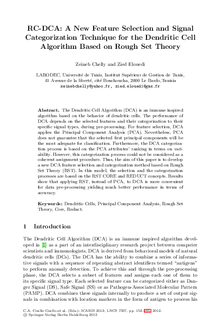 (PDF) RC-DCA: A New Feature Selection and Signal Categorization ...