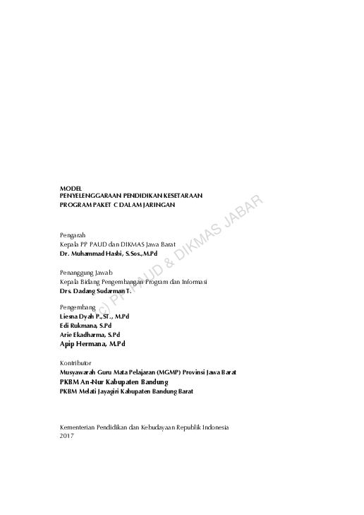 (PDF) Model penyelenggaraan pendidikan kesetaraan program paket c dalam ...