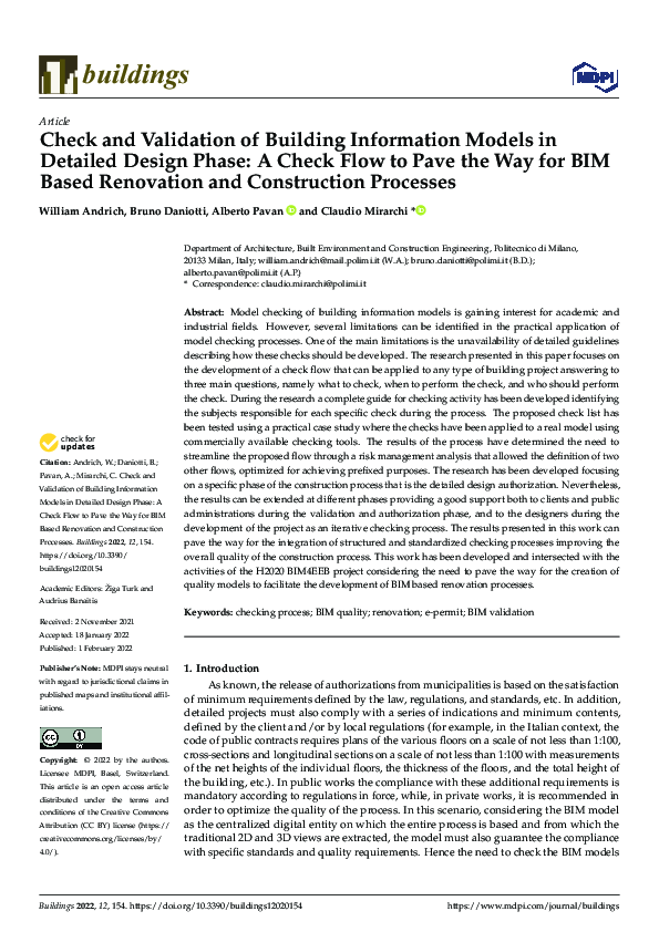(PDF) Check and Validation of Building Information Models in Detailed ...