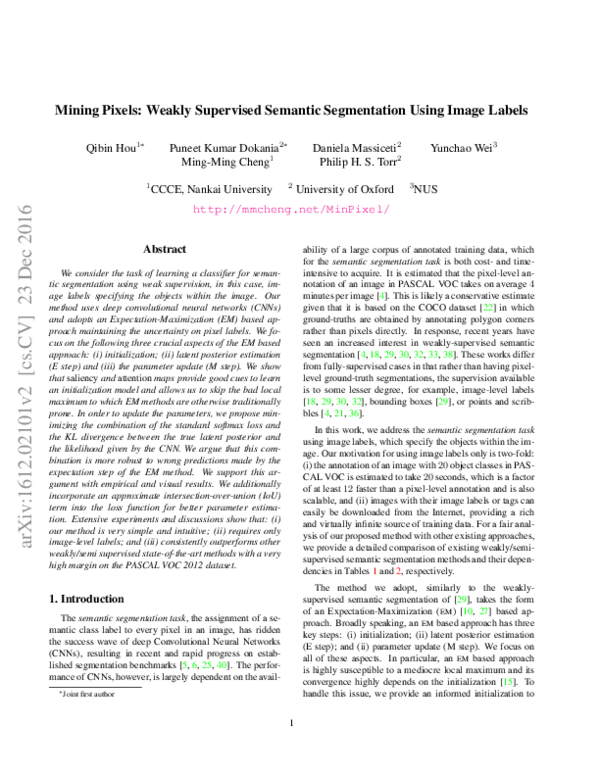 (PDF) Mining Pixels: Weakly Supervised Semantic Segmentation Using ... (PDF) Mining Pixels: Weakly Supervised Semantic Segmentation Using ...