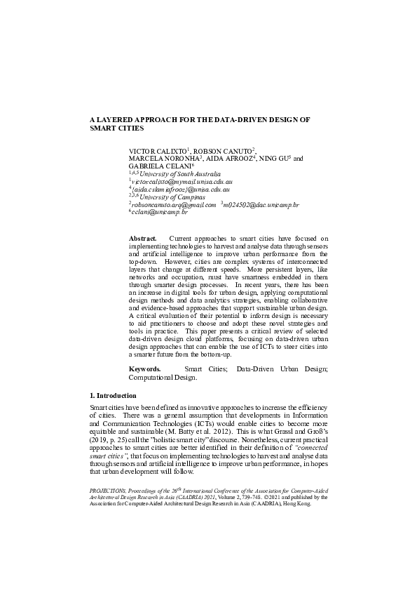 (PDF) A layered approach for the data-driven design of smart cities | Victor Calixto - Academia.edu