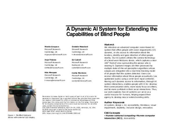(PDF) A Dynamic AI System for Extending the Capabilities of Blind People