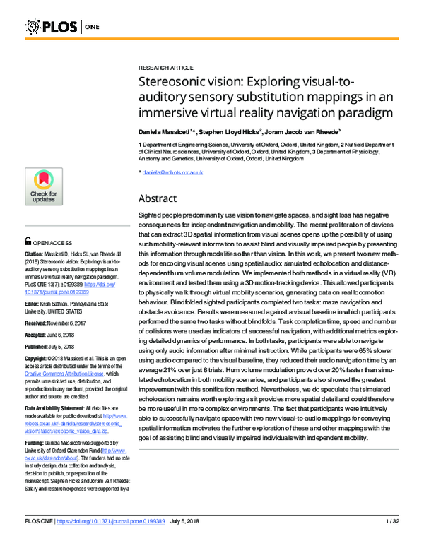 (PDF) Stereosonic vision: Exploring visual-to-auditory sensory substitution mappings in an ...