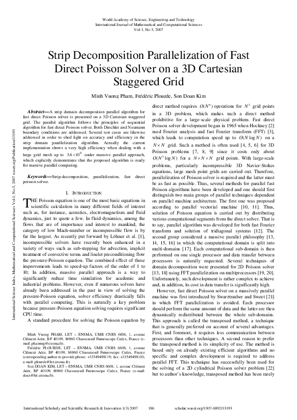 (PDF) Strip Decomposition Parallelization Of Fast Direct Poisson Solver ...