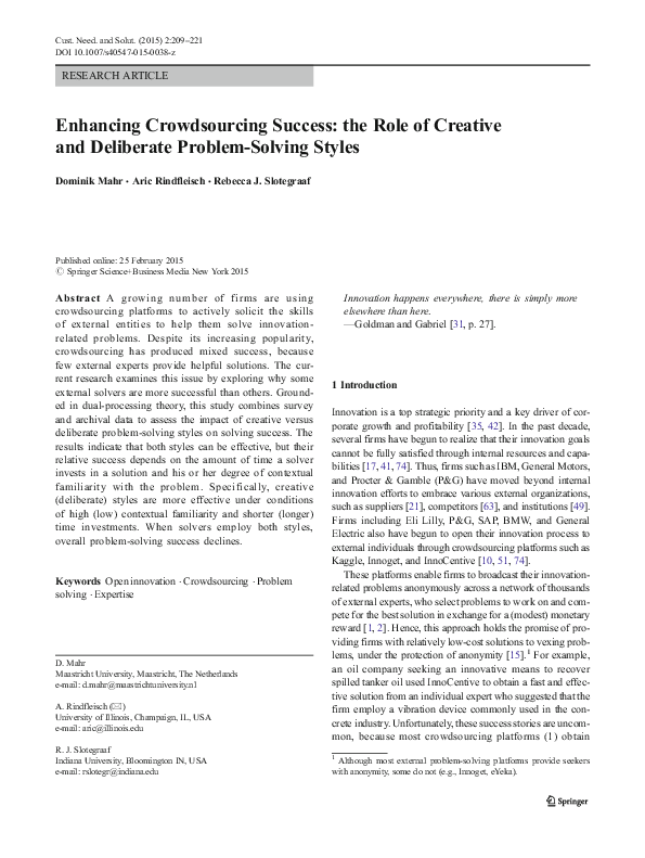 (PDF) Enhancing Crowdsourcing Success: the Role of Creative and Deliberate Problem-Solving ...