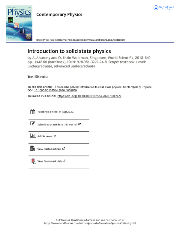 Introduction To Solid State Physics